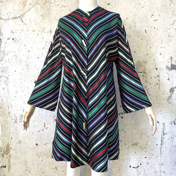 Intimates & Sleepwear | Vintage 4s Rainbow Ribbon Striped Lounge Robe ...